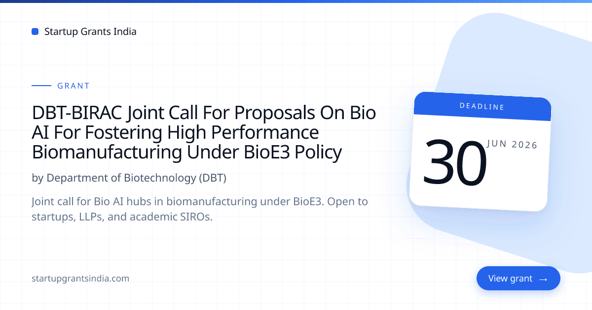 DBT-BIRAC Joint Call for Proposals on Bio AI for Fostering High ...