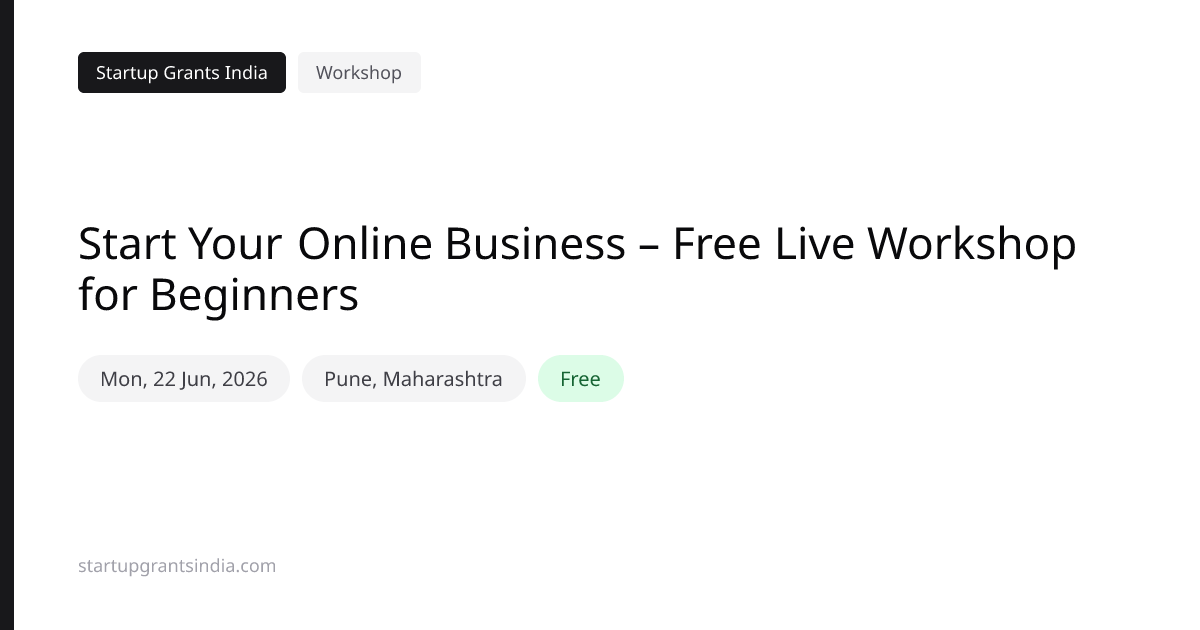Start Your Online Business – Free Live Workshop for Beginners | Startup ...