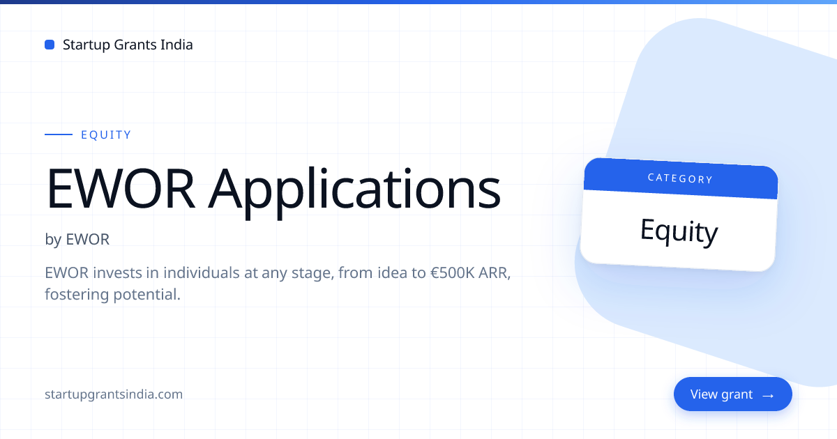EWOR Applications | Startup Grants India