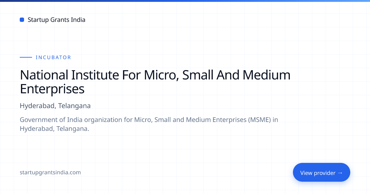 National Institute for Micro, Small and Medium Enterprises — Programs ...